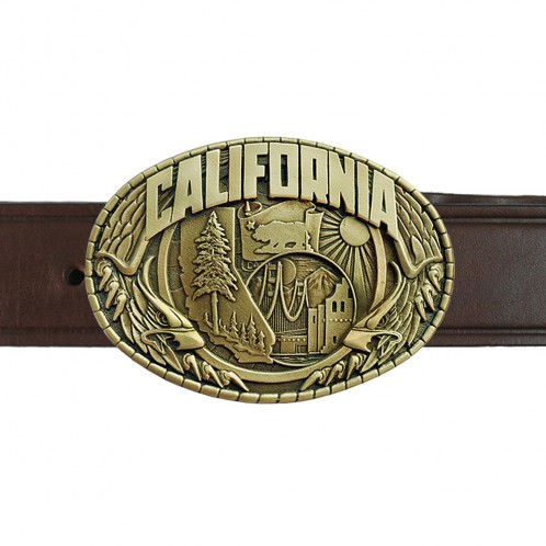 California Buckle. Vintage Brass Buckle & 1.5" Leather Belt | IMC Retail